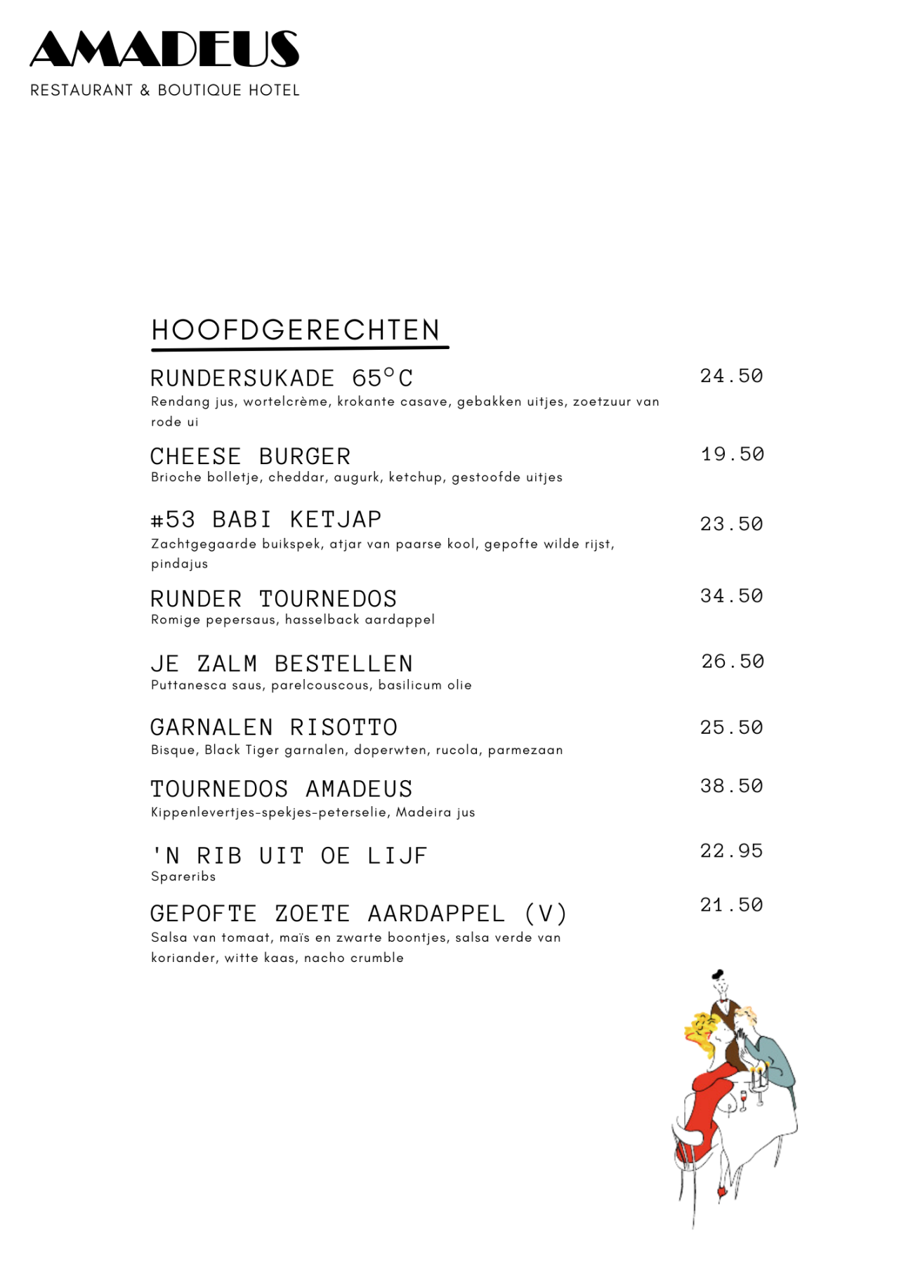 MENUKAART AMADEUS - Amadeus